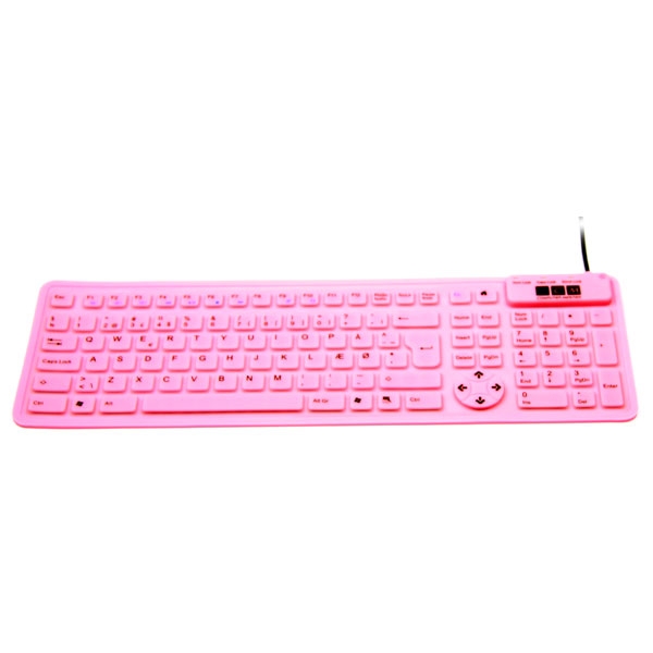 Computer Mester - Flexible 2006 mini keyboard, pink (DANSK layout) - 8084