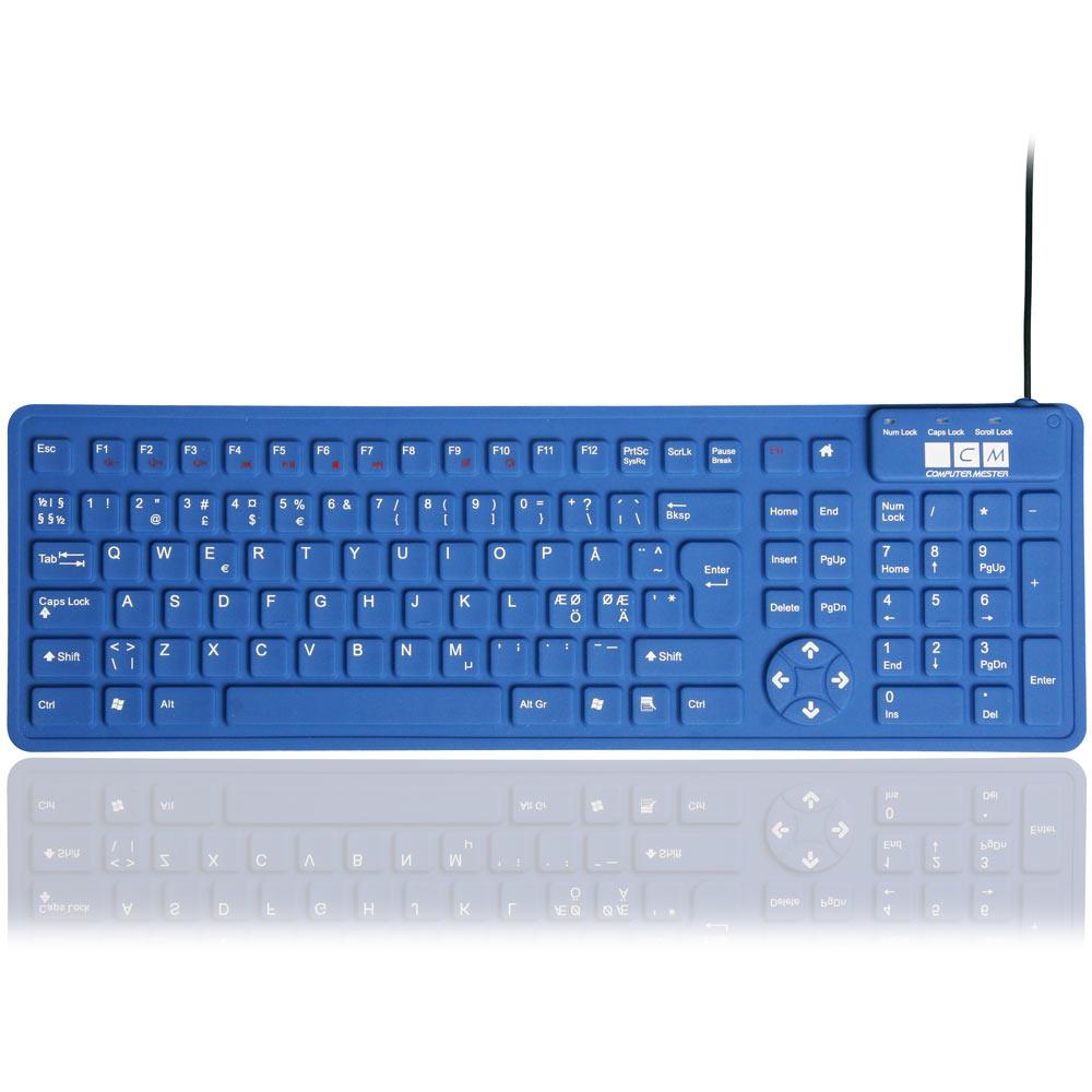 Vandtæt tastatur med NORDISK layout ~ Blå