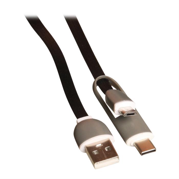 Computer Mester - USB ladekabel til både USB C og Micro USB, 1 m, blå ...